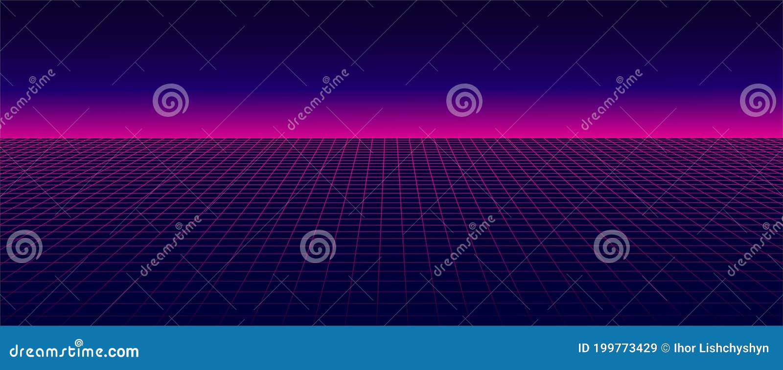 Abstract Wireframe Landscape 1980s Style. Retro Futuristic Vector Grid ...