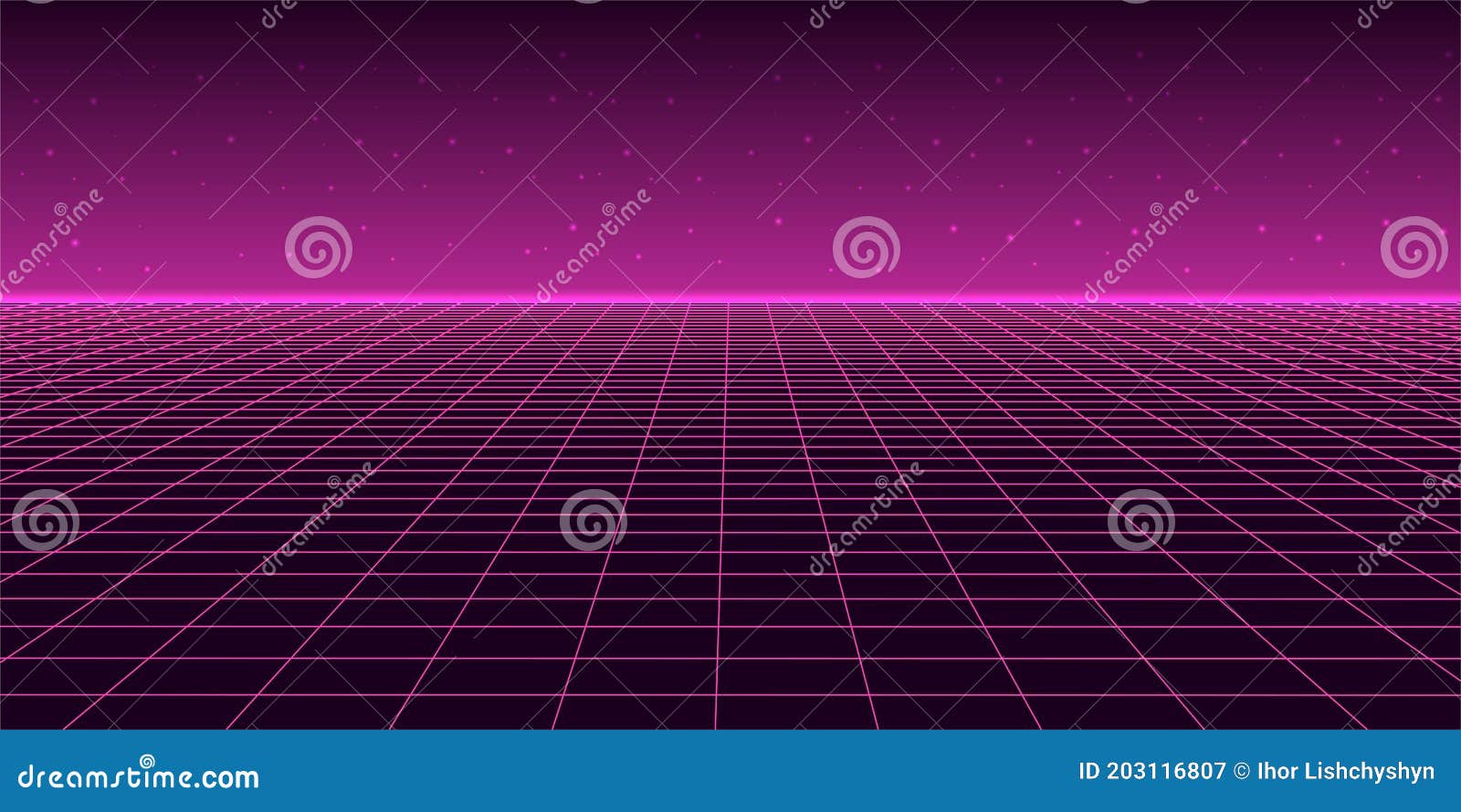 Abstract Wireframe Landscape 1980s Style. Retro Futuristic Vector Grid ...