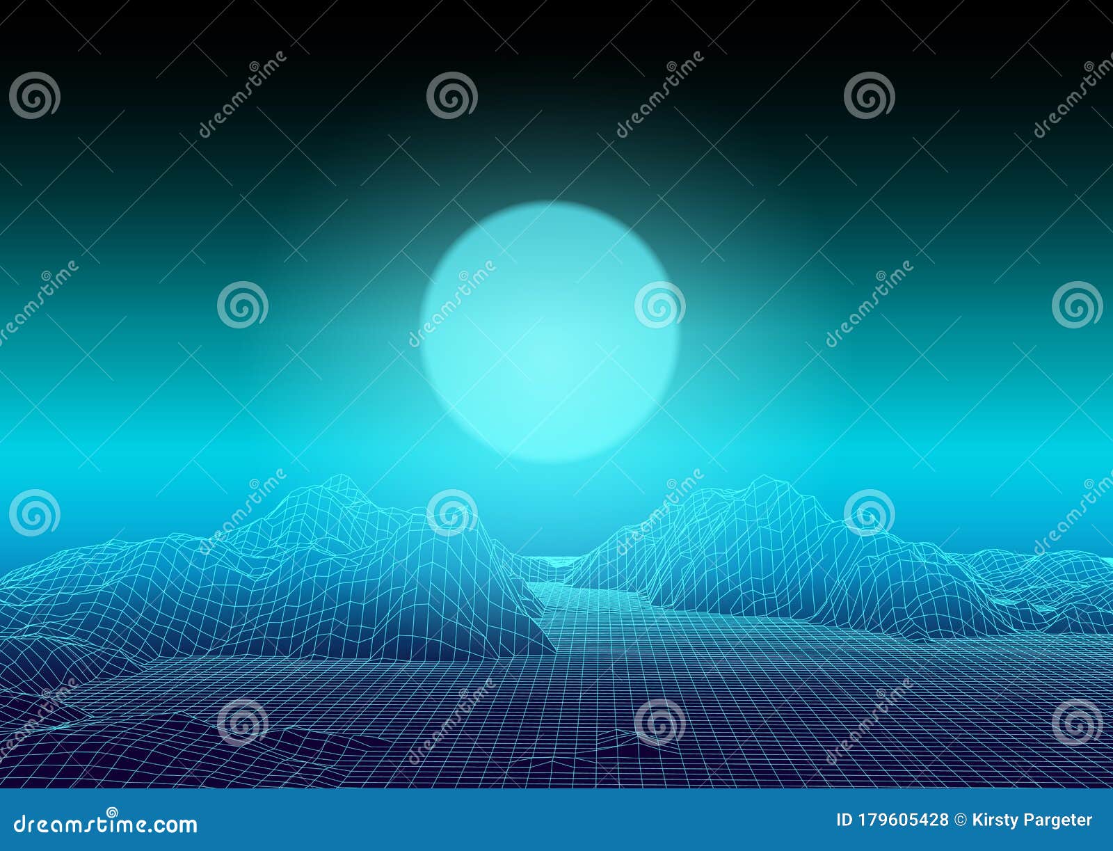 Abstract Wireframe Landscape Techno Design Stock Vector - Illustration ...