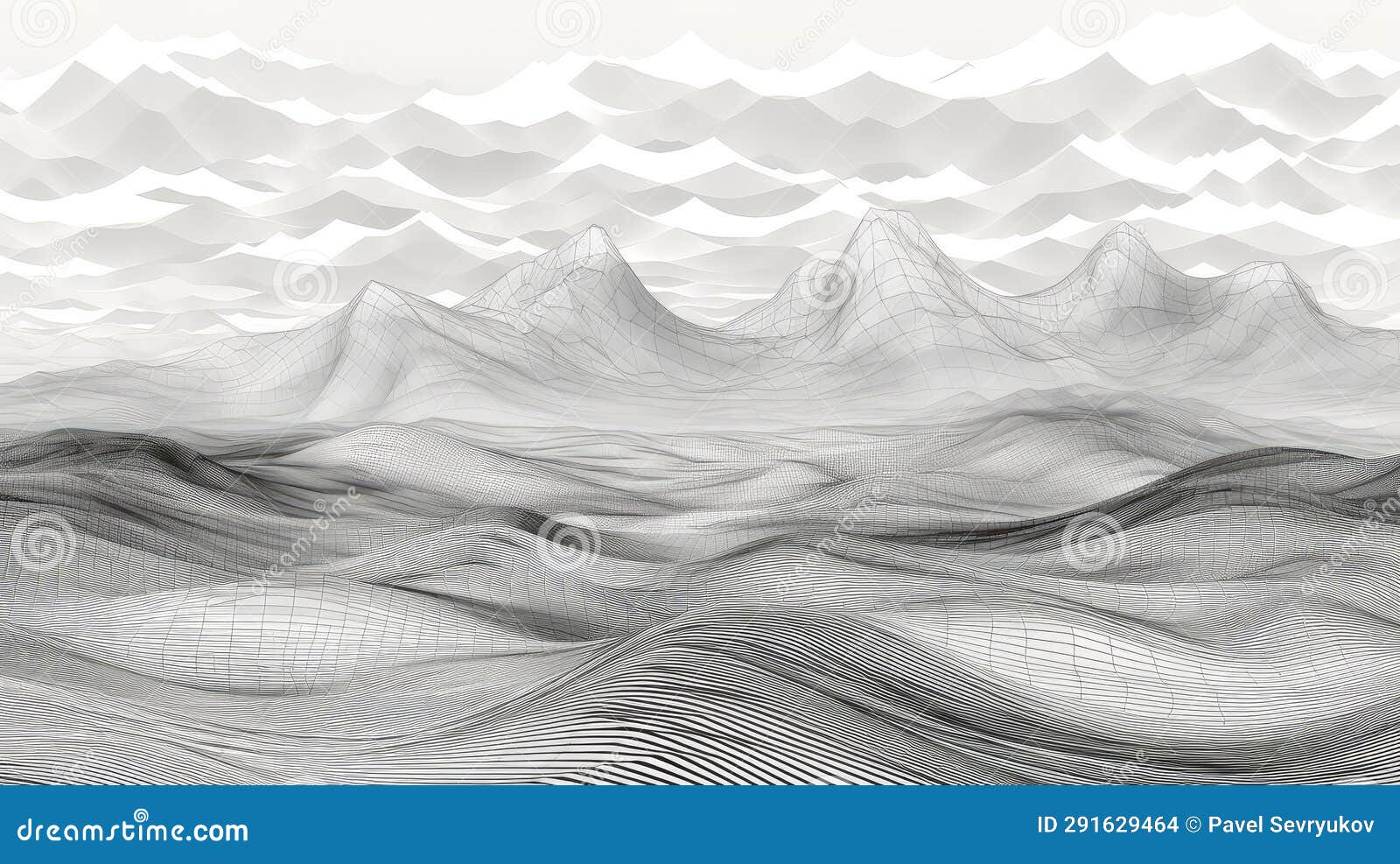 Abstract Wireframe Landscape Topographic Stock Illustration ...