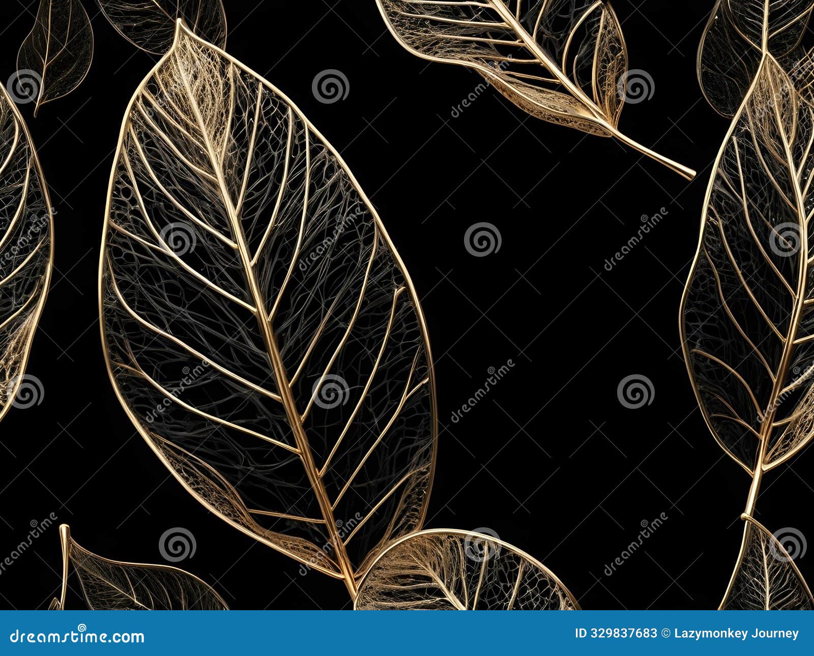 Abstract Wireframe Metallic Leaf on a Dark Black Background Stock ...