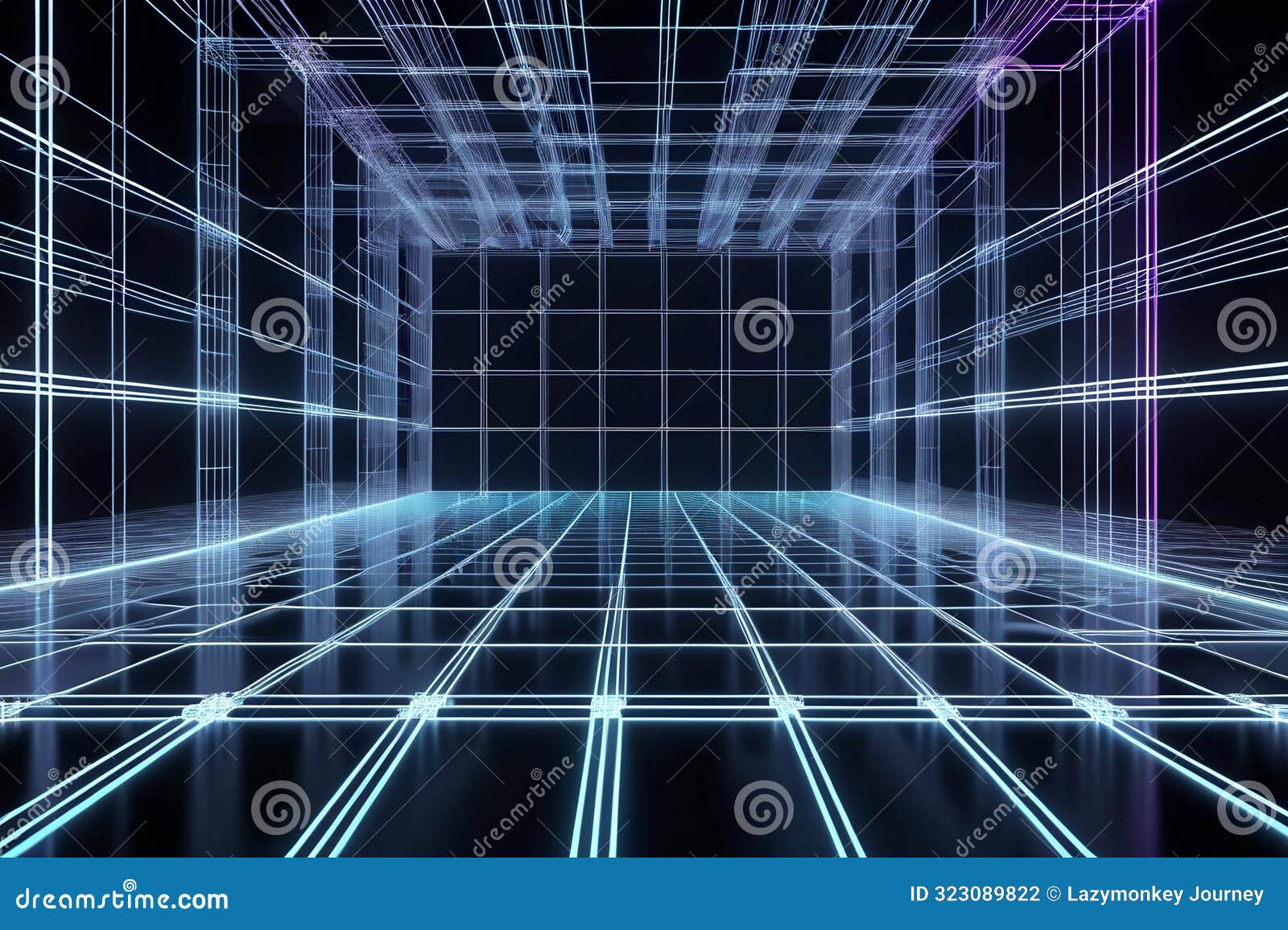 Abstract Wireframe Pixel Art Floor and Background Digital Light Pixel ...