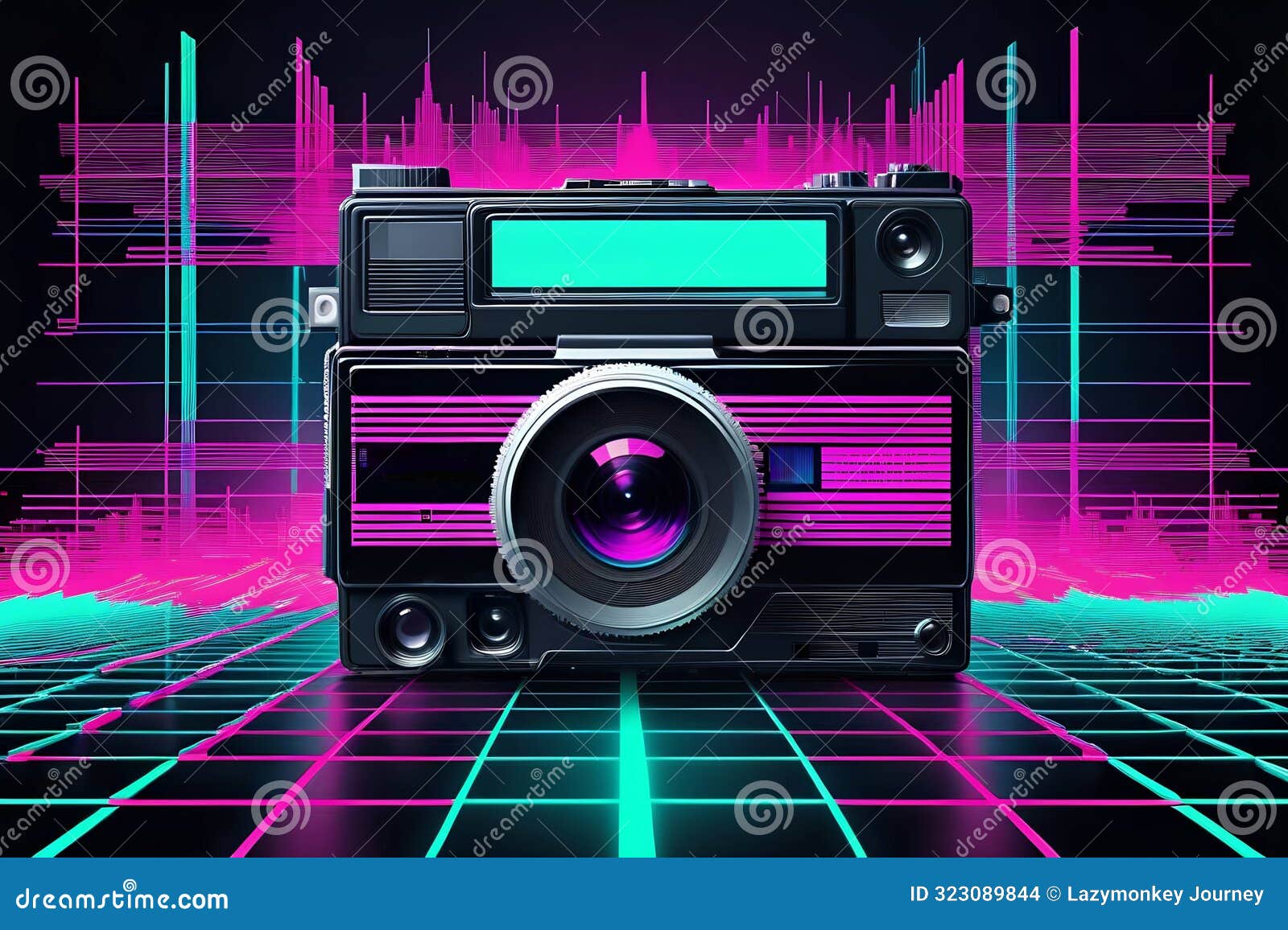 Abstract Wireframe Pixel Art Glitch Datamoshing Camera Effect Retro ...