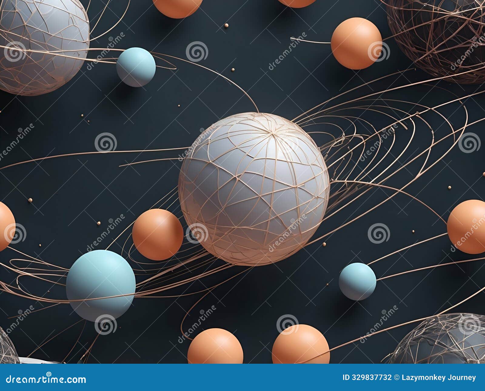 Abstract Wireframe with Spheres Planet System Stock Illustration ...
