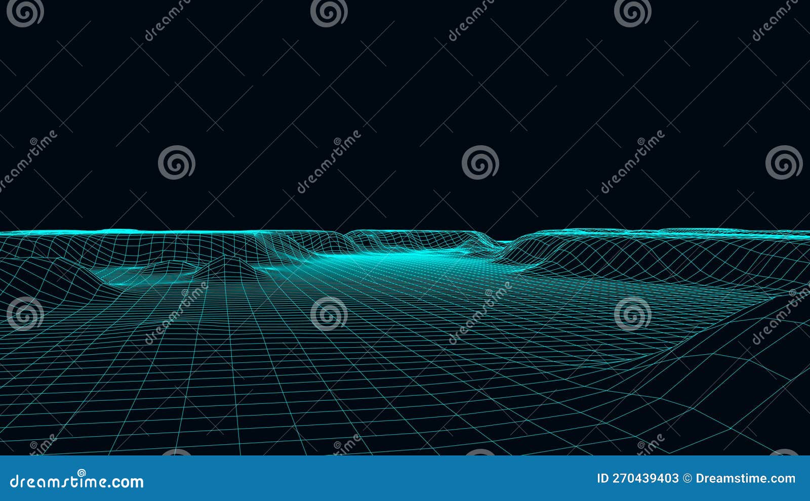 Abstract Wireframe Terrain. Vector Landscape of Mountains. Futuristic ...