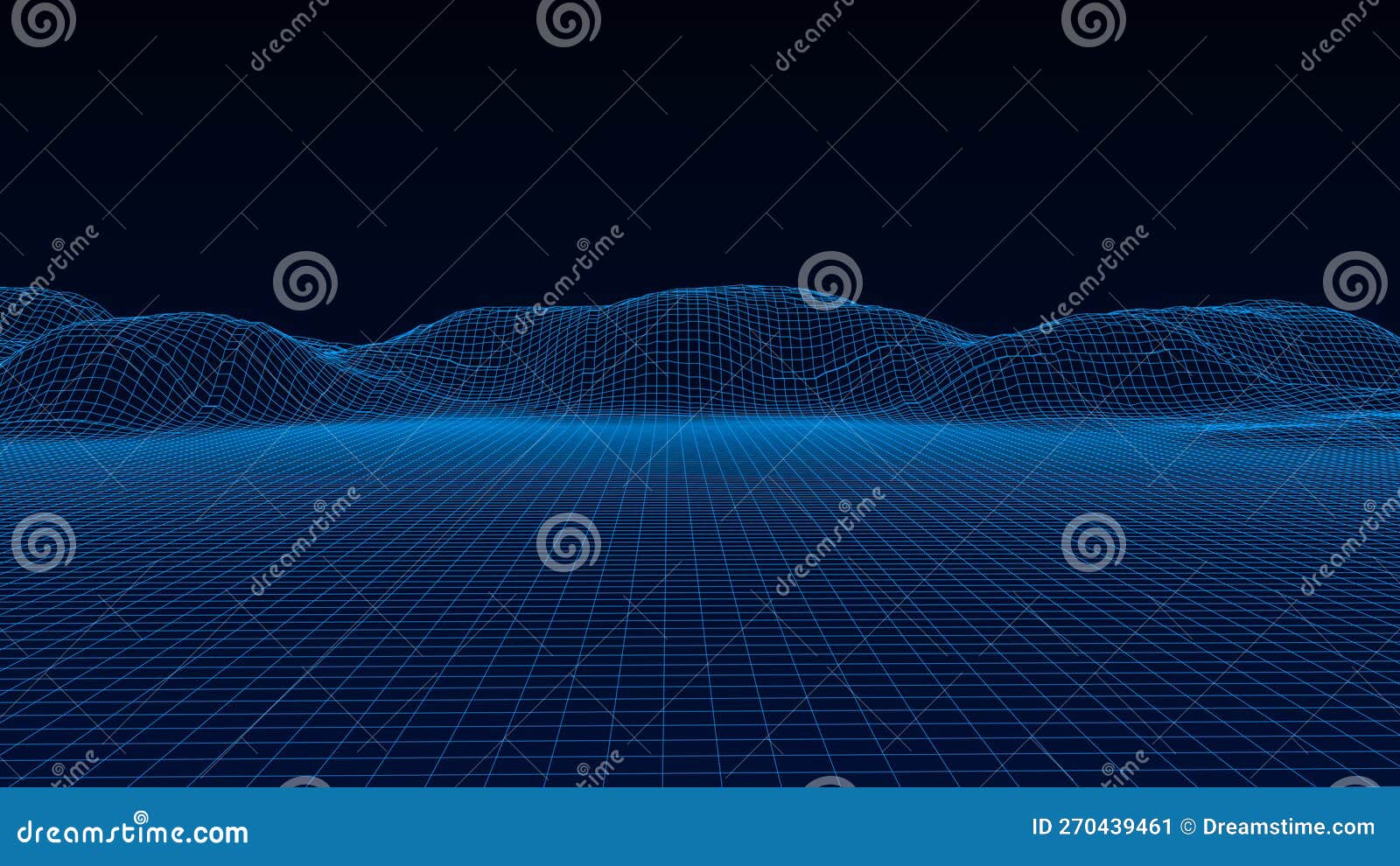 Abstract Wireframe Terrain. Vector Landscape of Mountains. Futuristic ...
