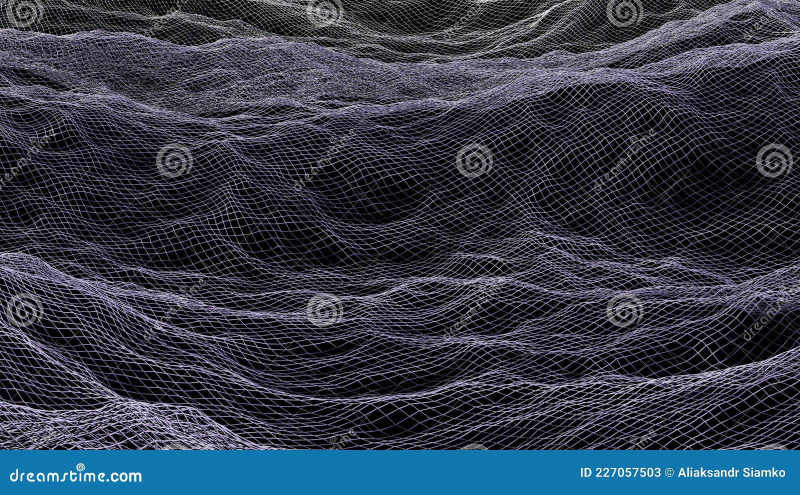 Abstract Wireframe Waves, Top View. 3d Render. Stock Illustration ...