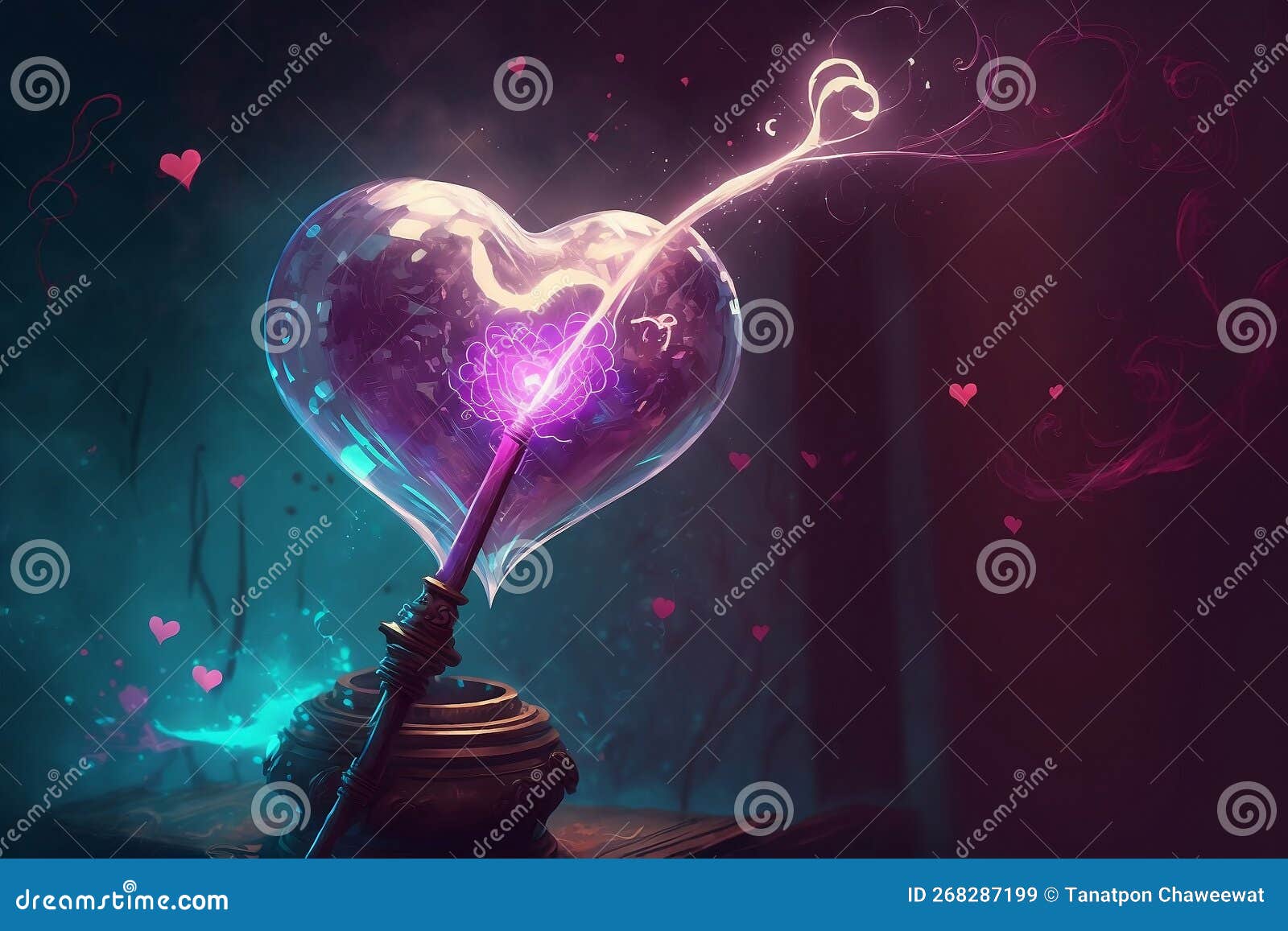 Abstract Wizard or Witch Magic Wand with Colorful Cast Spell Lighting ...