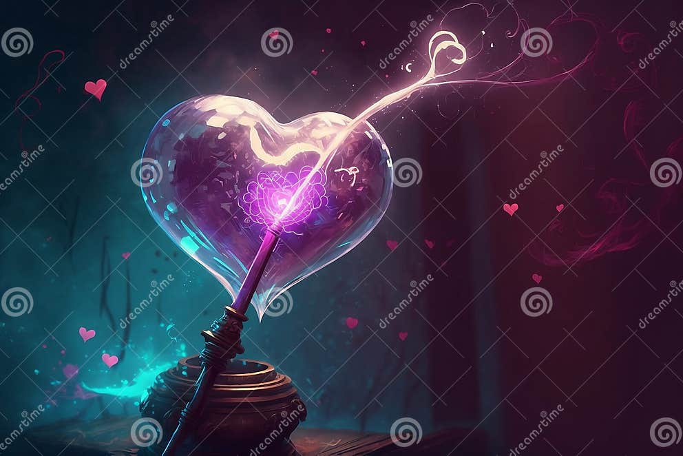 Abstract Wizard or Witch Magic Wand with Colorful Cast Spell Lighting ...