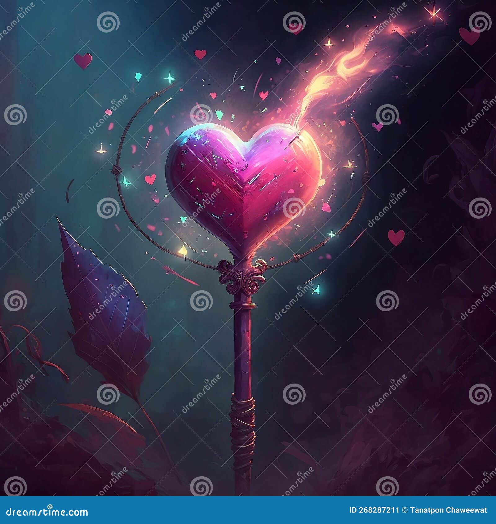 Abstract Wizard or Witch Magic Wand with Colorful Cast Spell Lighting ...