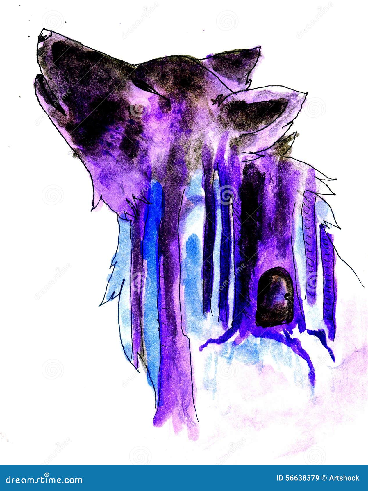 Abstract Wolf Sketch stock illustration. Illustration of dangerous ...