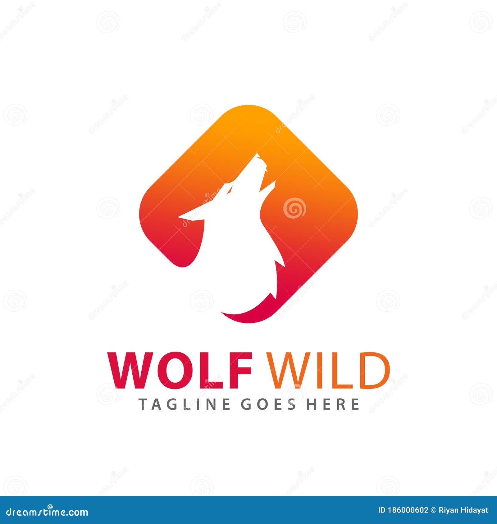 Abstract the Wolf Square Logo Design Vector Illustration Stock Vector ...