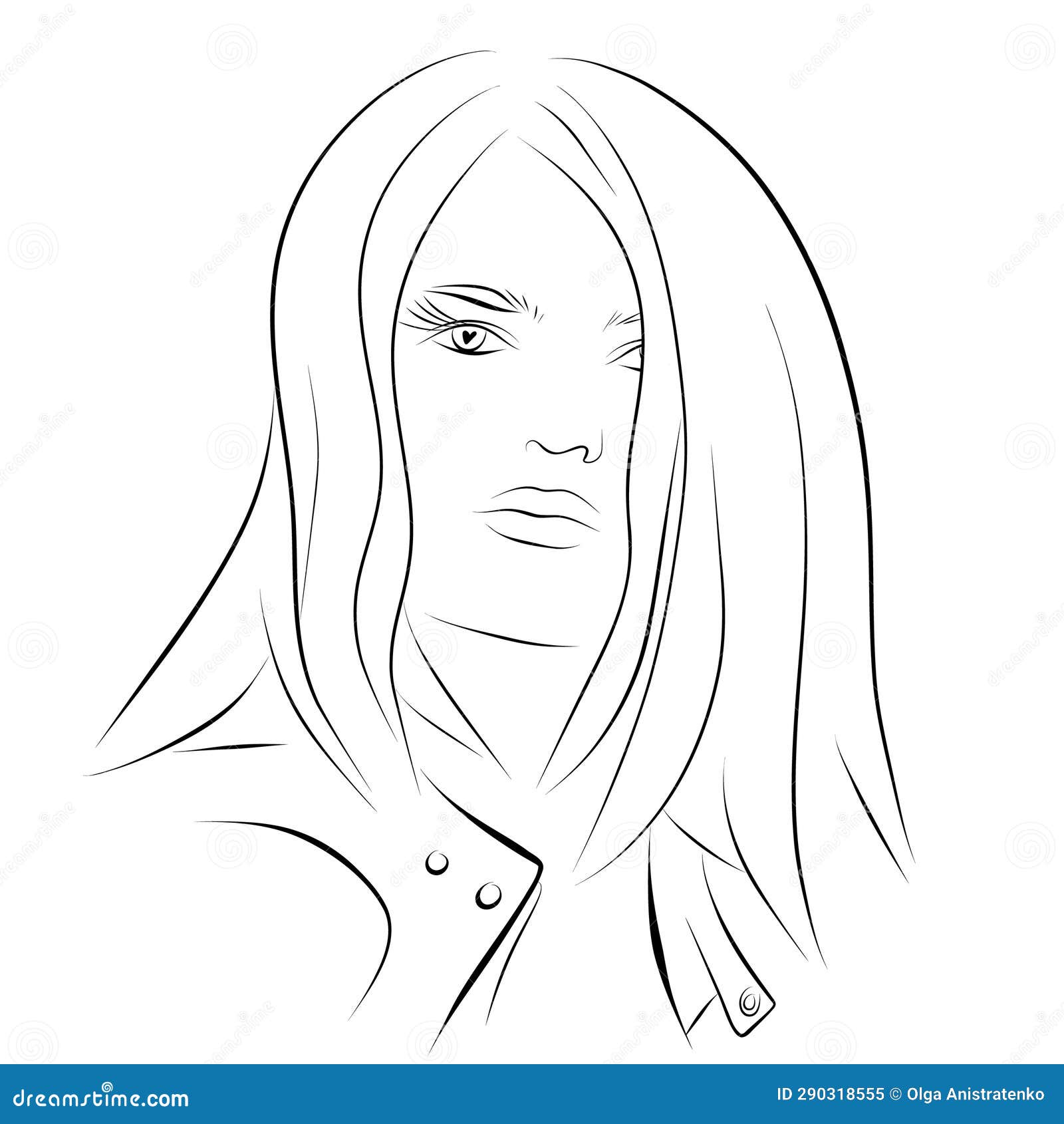 Abstract Woman Face Continuous Line Drawing Stock Vector
