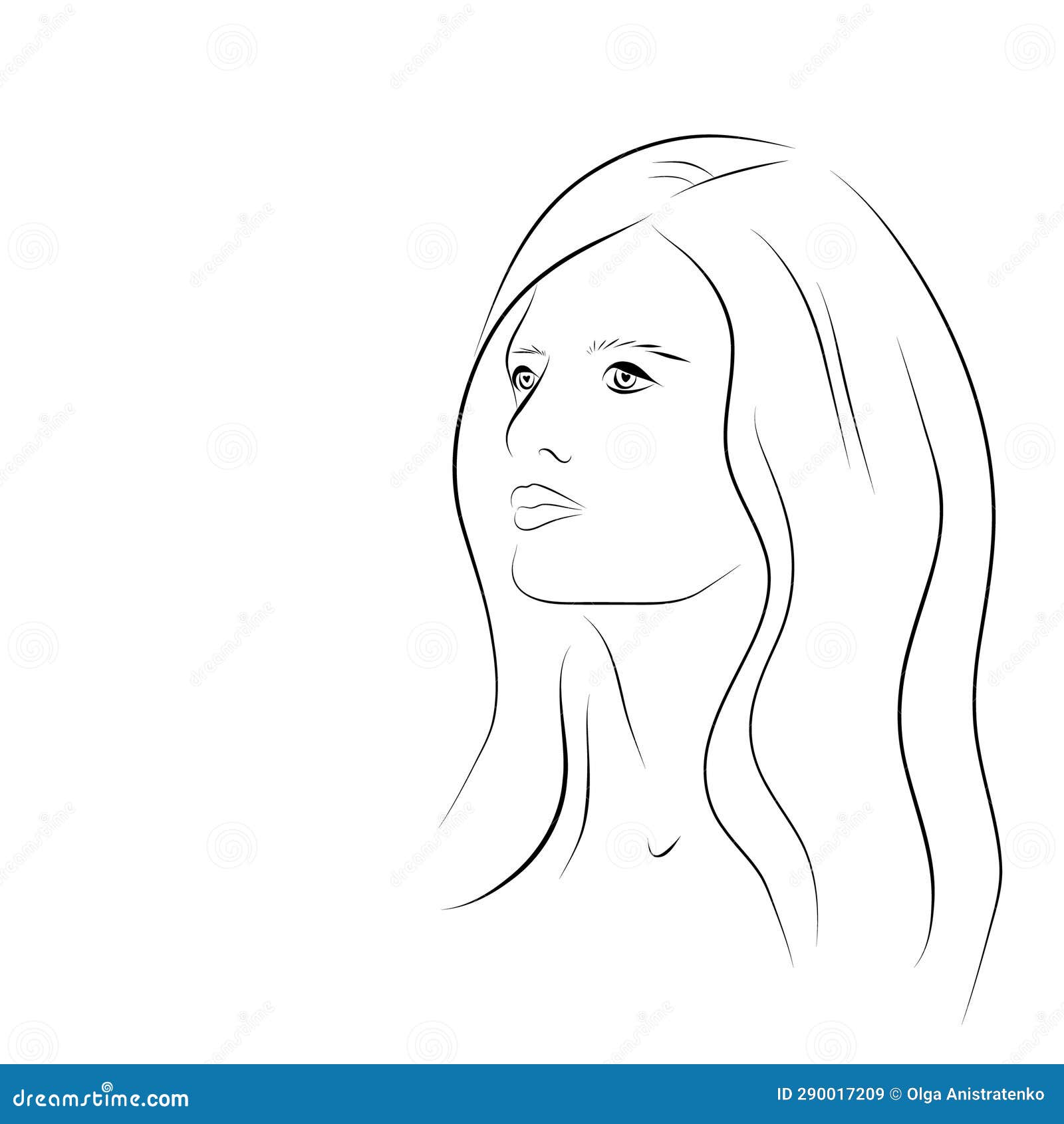 Abstract Woman Face Continuous Line Drawing Stock Vector
