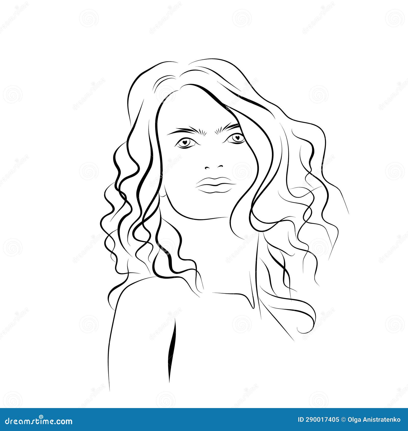 Abstract Woman Face Continuous Line Drawing Stock Vector