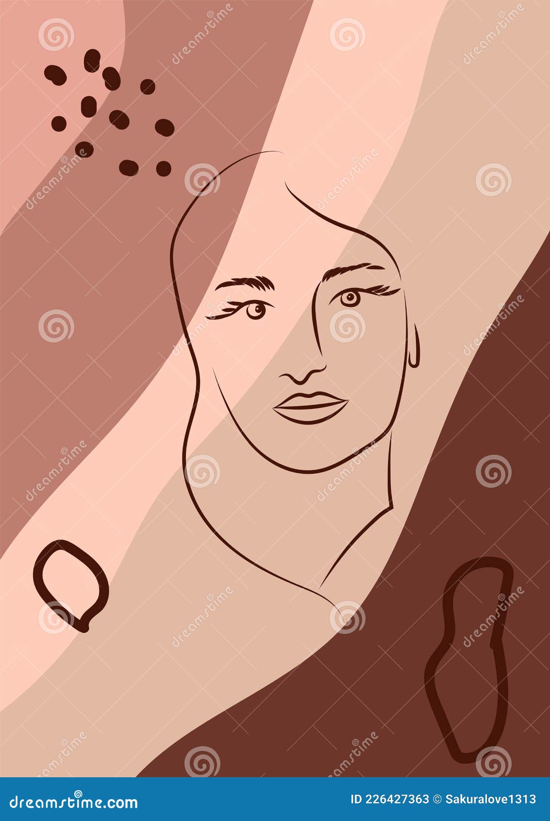 Abstract Woman Face One Line Drawing Portret Minimalistic Style