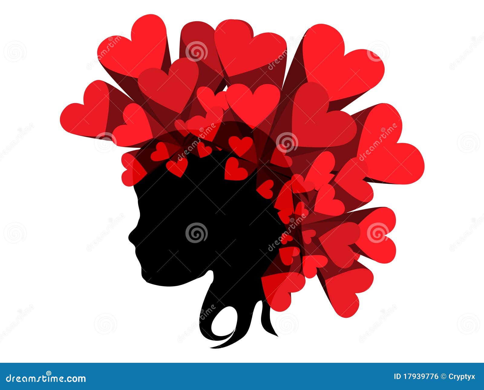 Abstract woman with hearts stock vector. Illustration of floral - 17939776