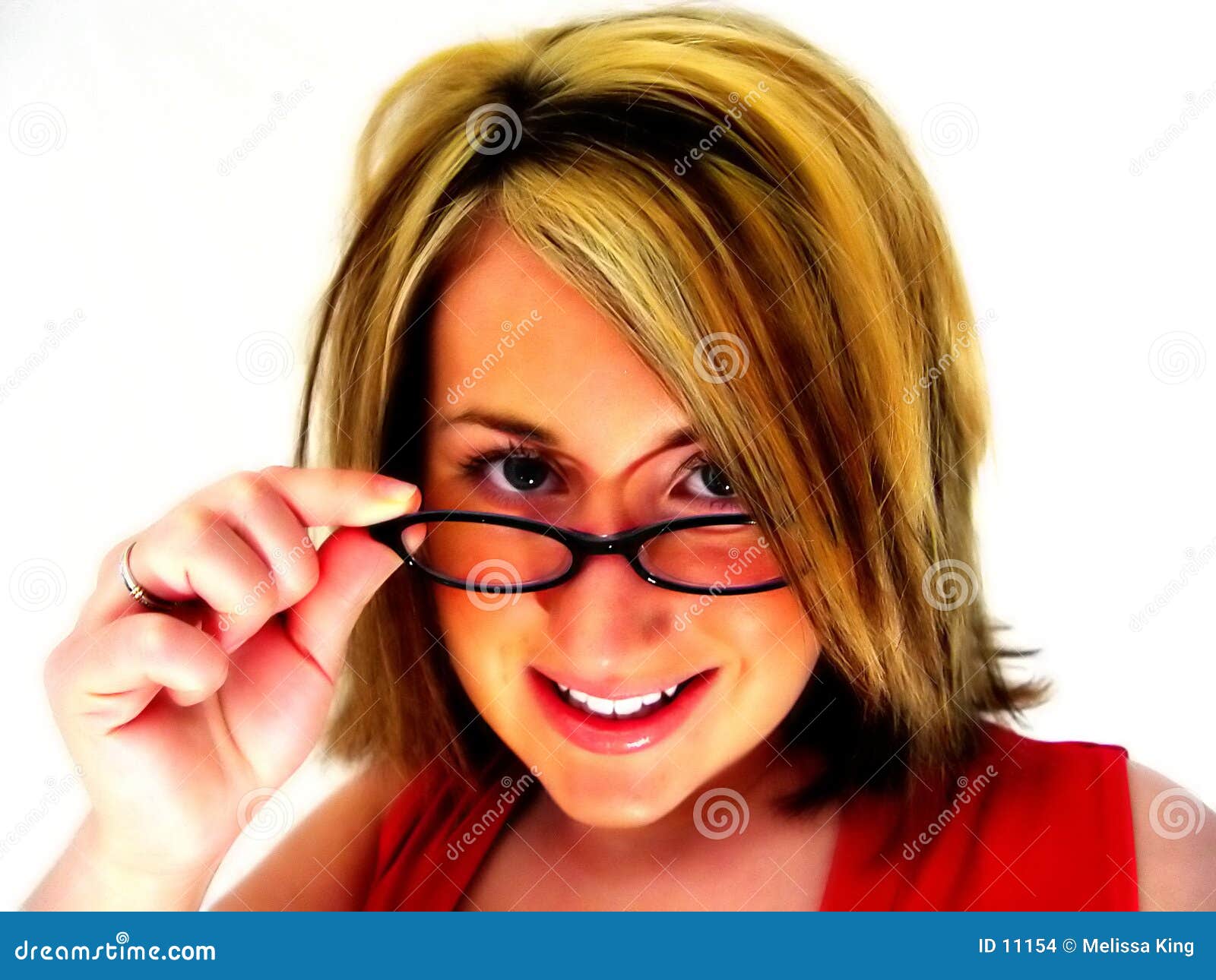 Abstract - Woman Looking Over Glasses Stock Photo - Image of unique ...