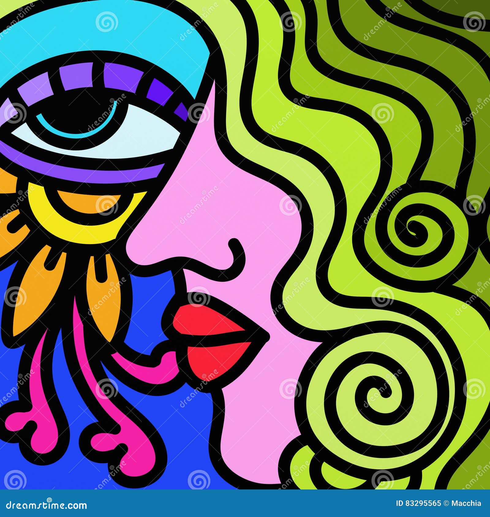 Abstract with Woman`s Colors Profile Stock Illustration - Illustration ...