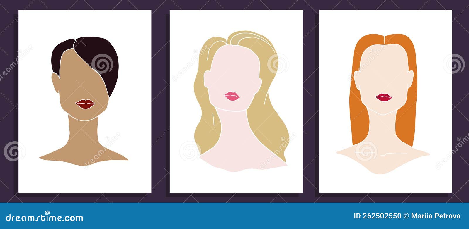 Abstract Women Silhouettes in Frames. Three Different Women Stock ...