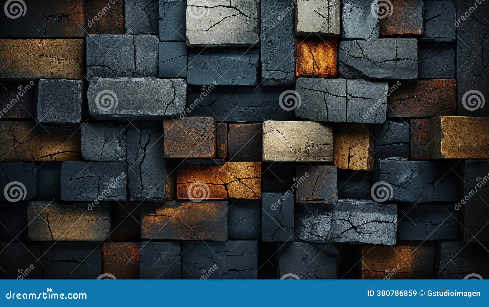 Abstract Wood Pattern on Dark Brick Wall Design Generated by AI Stock ...