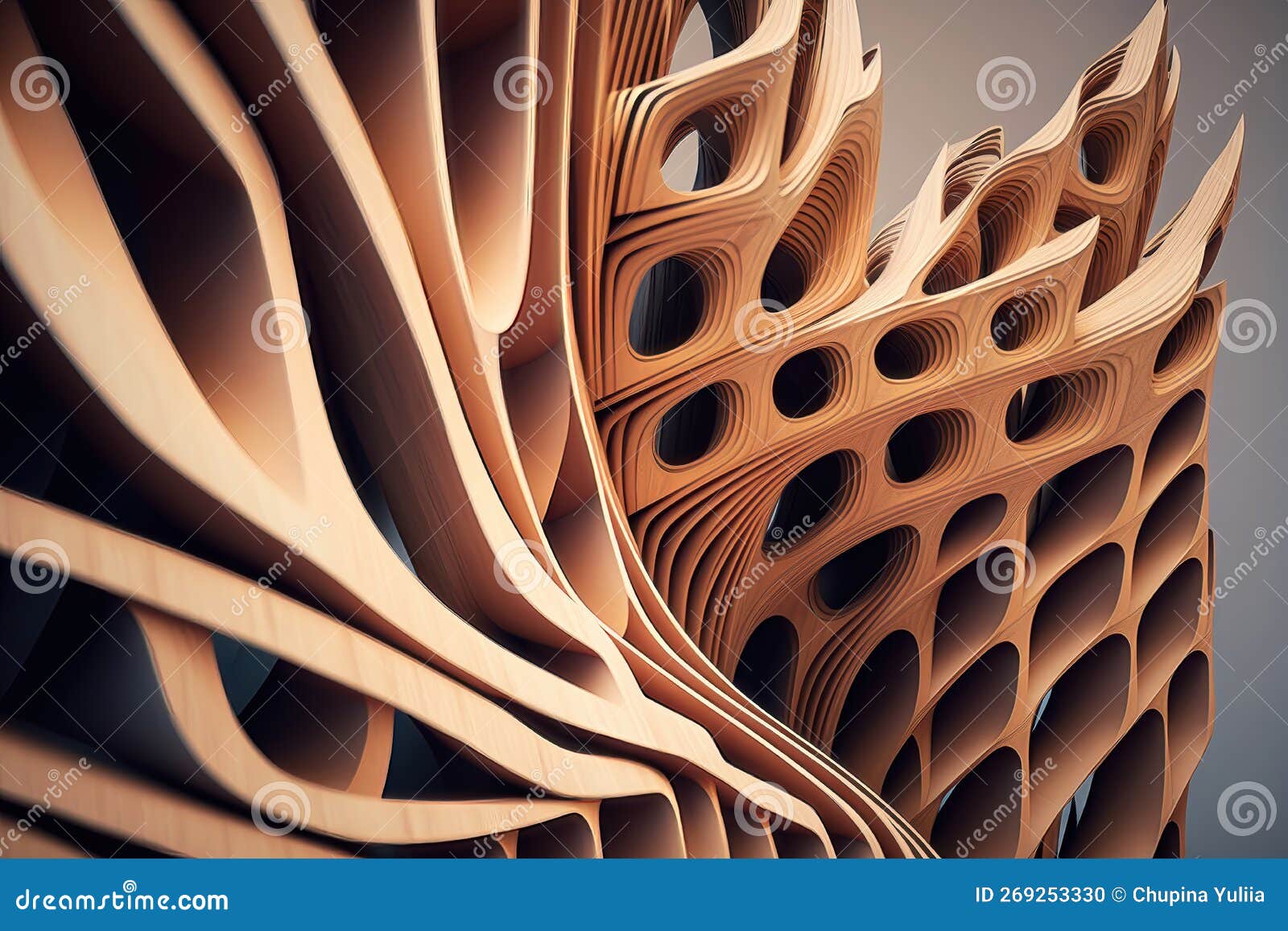Abstract of Wooden Pattern, Twisted Shape, Architecture Facade Details ...