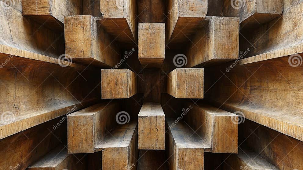 Abstract Wooden Structure with Recessed and Raised Elements Stock ...
