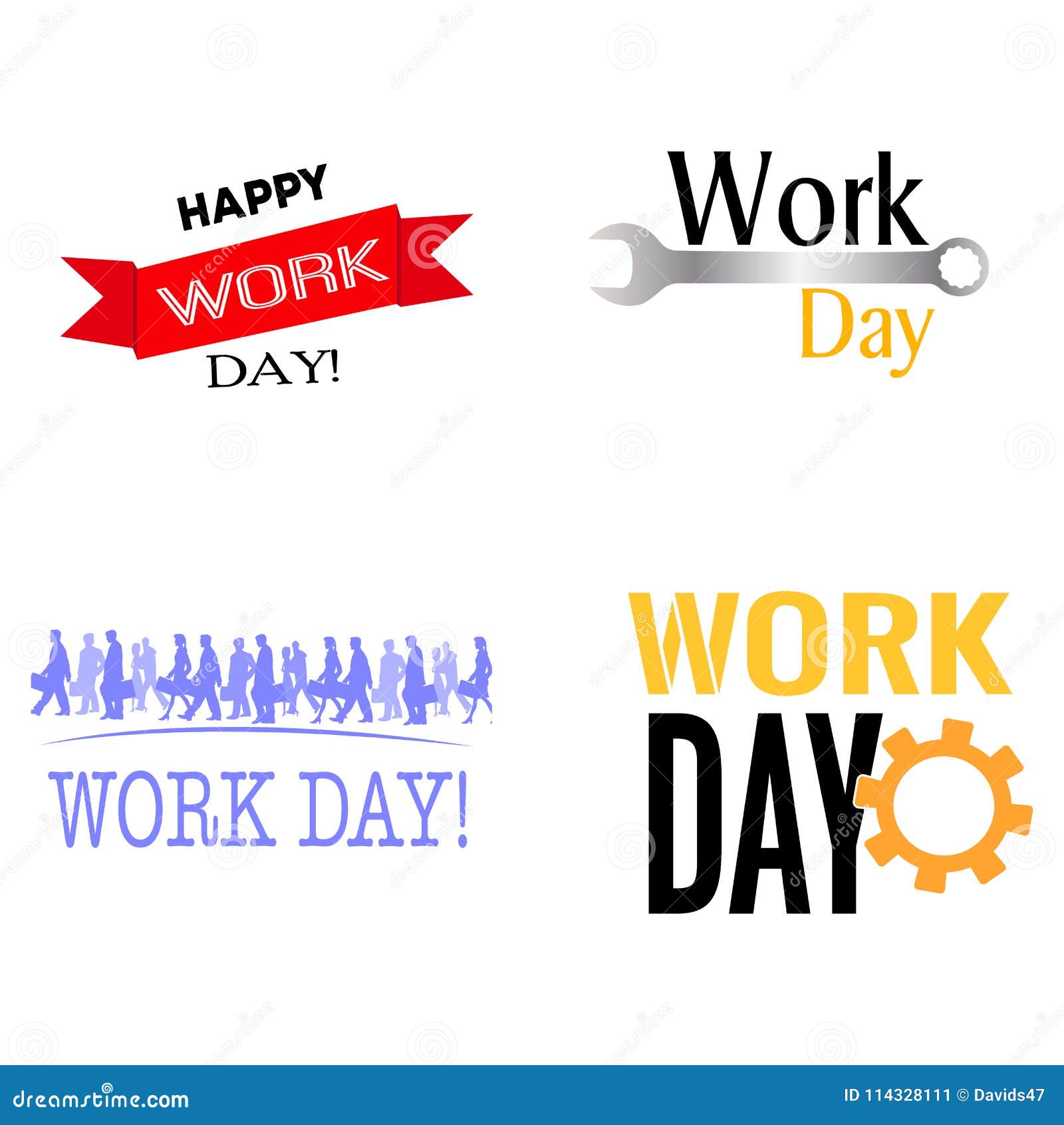 Happy Work Day stock vector. Illustration of banner - 114328111