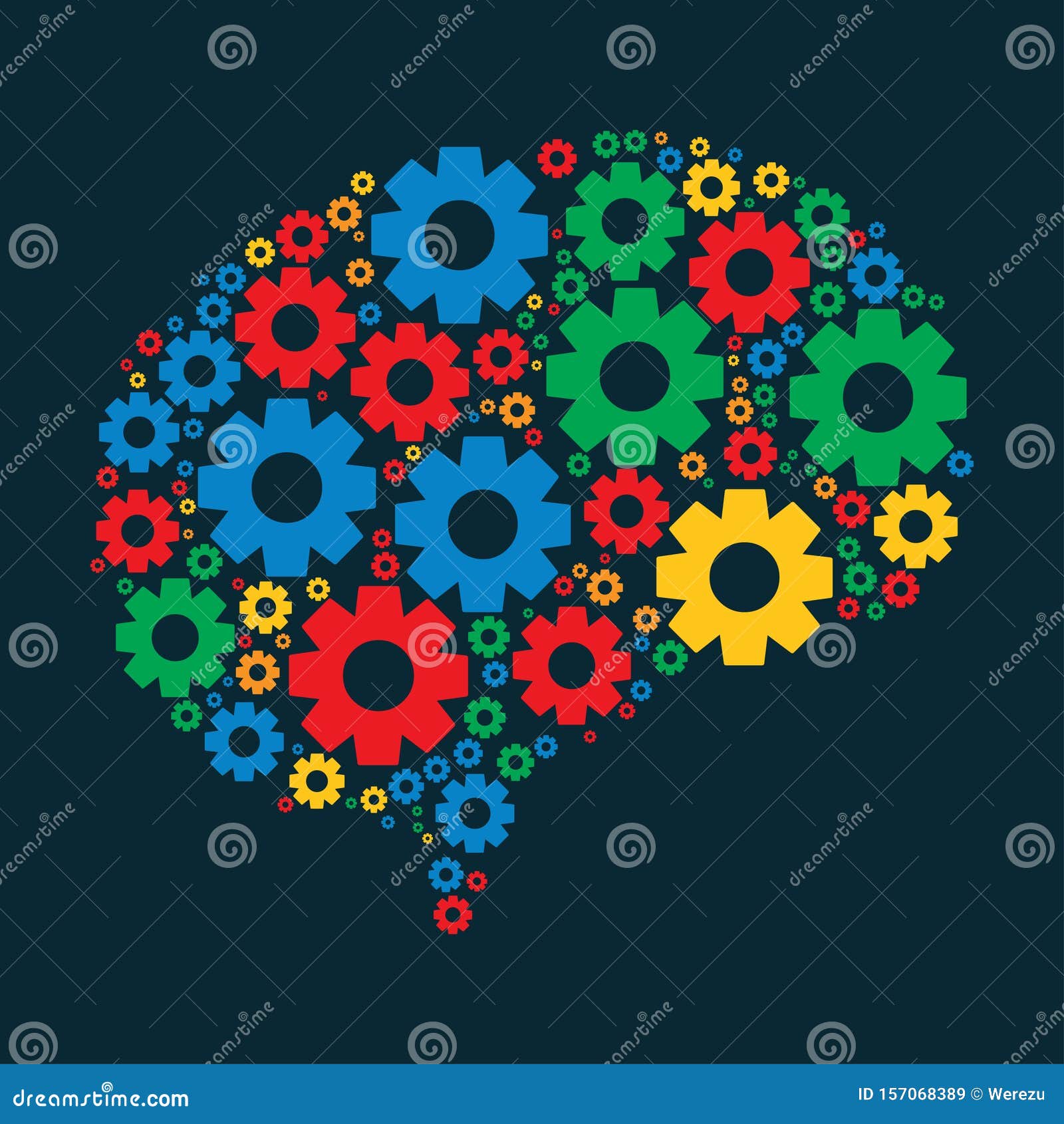 Abstract Working Brain with Gear Vector Illustration Stock Vector ...