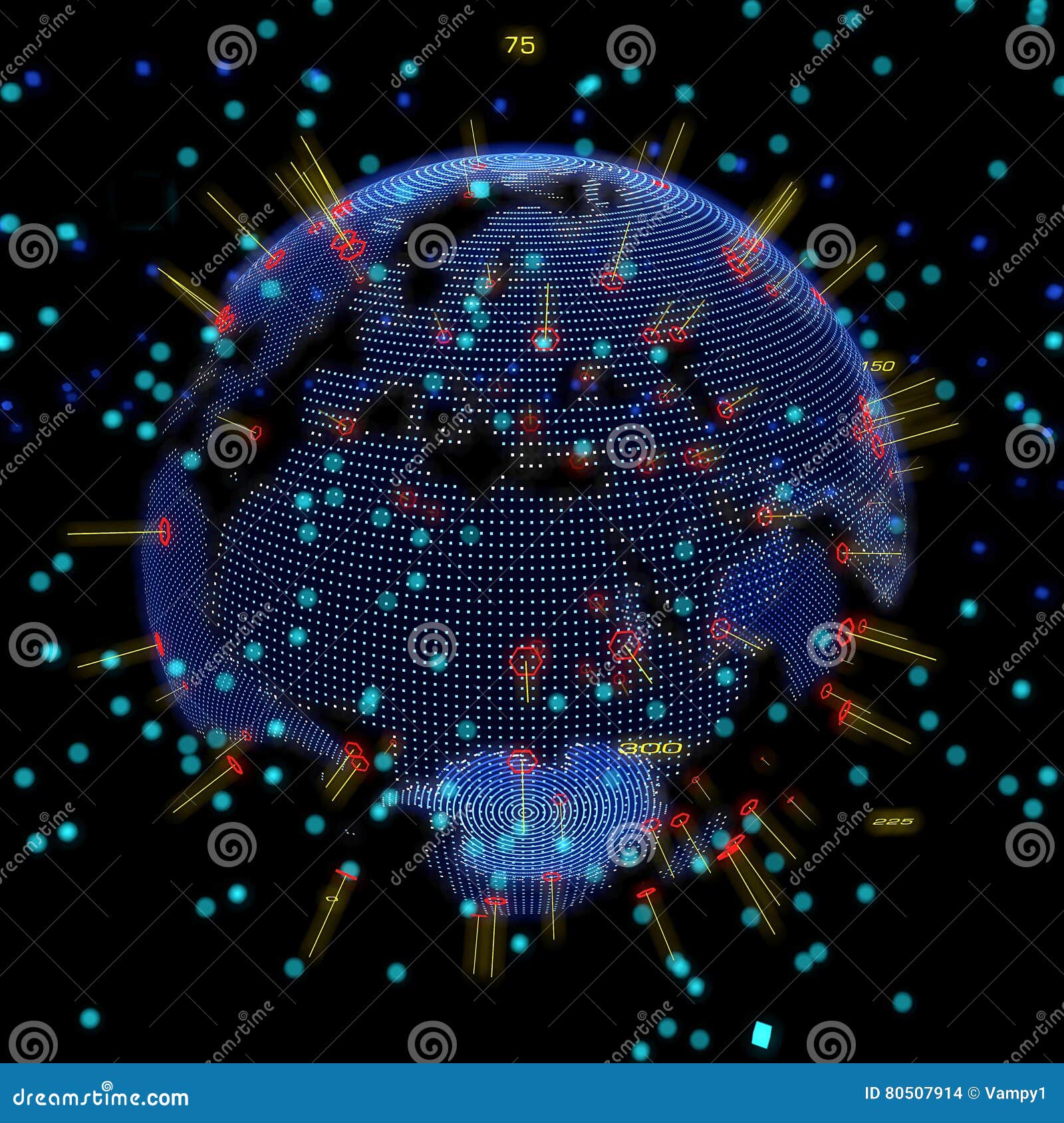 Abstract World Globe, Hologram, World Map, Particle Stock Illustration ...