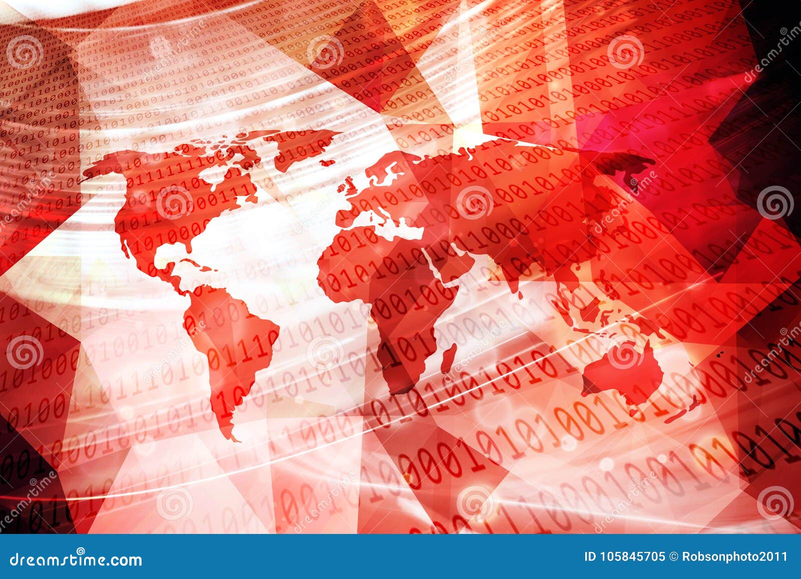 Abstract World Map with Binary Numbers Stock Illustration ...