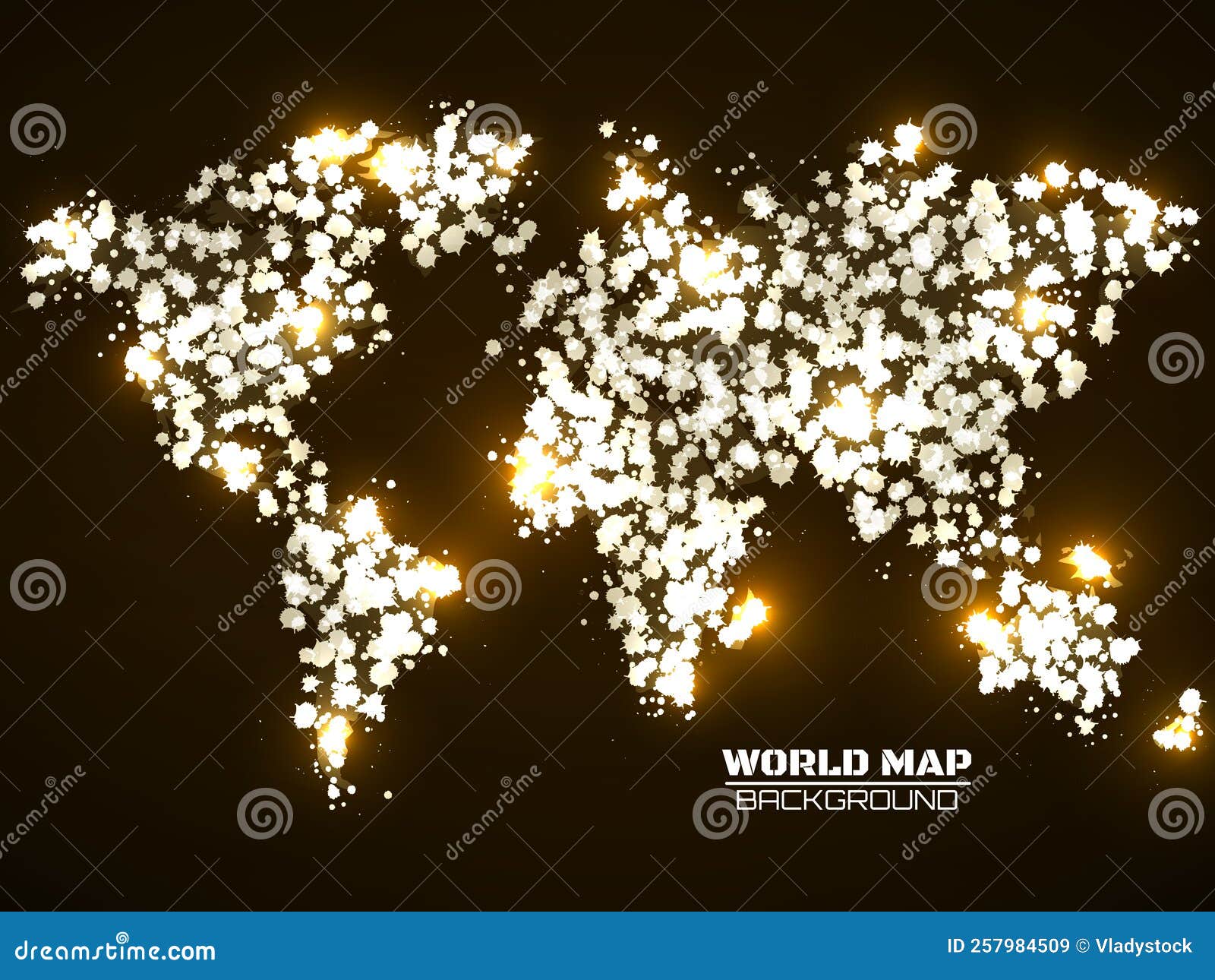 Abstract World Map with Blots and Glowing, Ink Splashes, Grunge ...