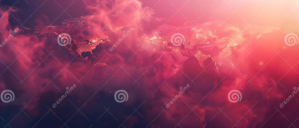 Abstract World Map with Cloud Computing Technology Symbolizing Global ...
