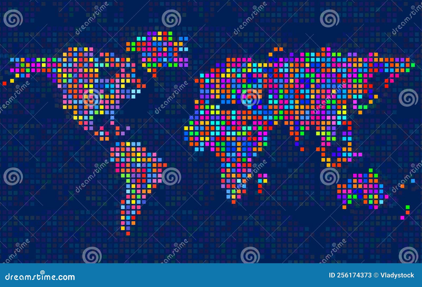 Abstract World Map Colorful Dots, Pixels Texture Stock Vector ...