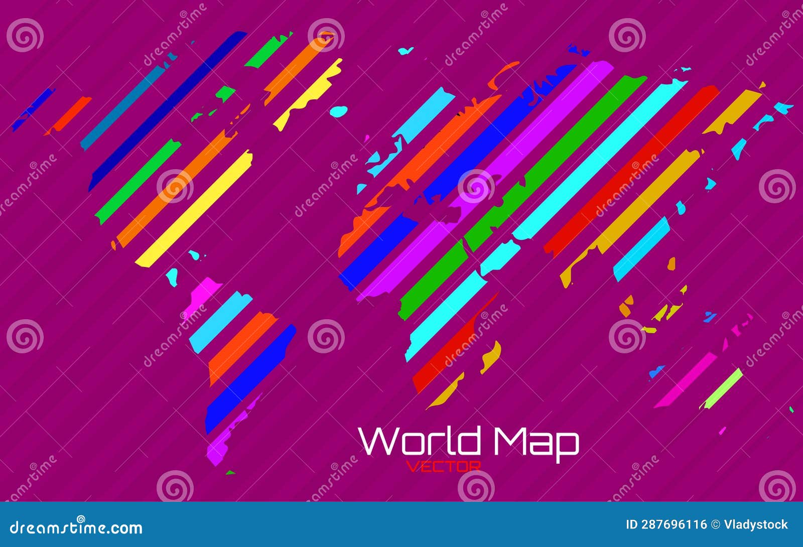 Abstract World Map with Colorful Lines. World Stripes Map Stock Vector ...