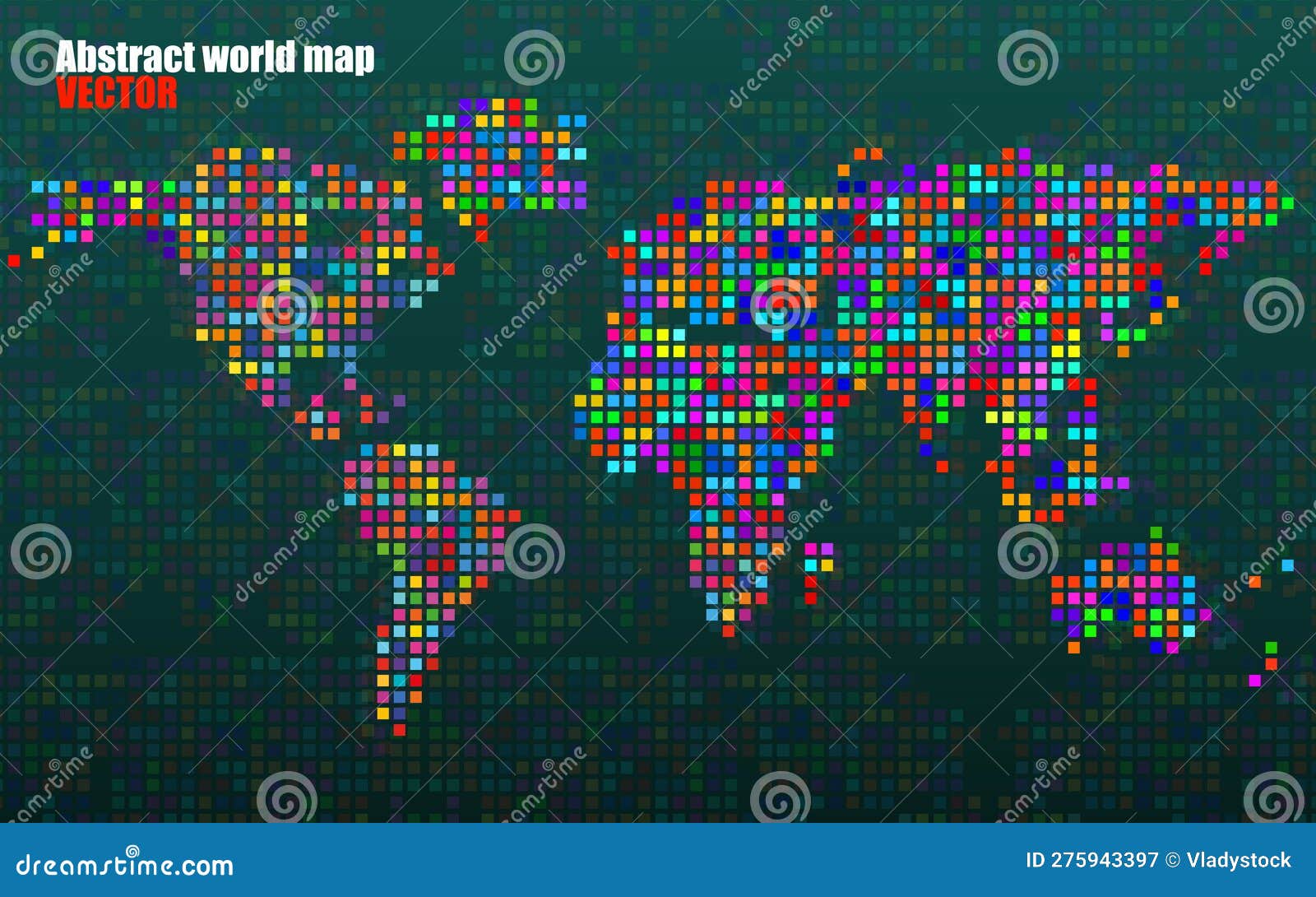 Abstract World Map from Colorful Pixels Stock Vector - Illustration of ...