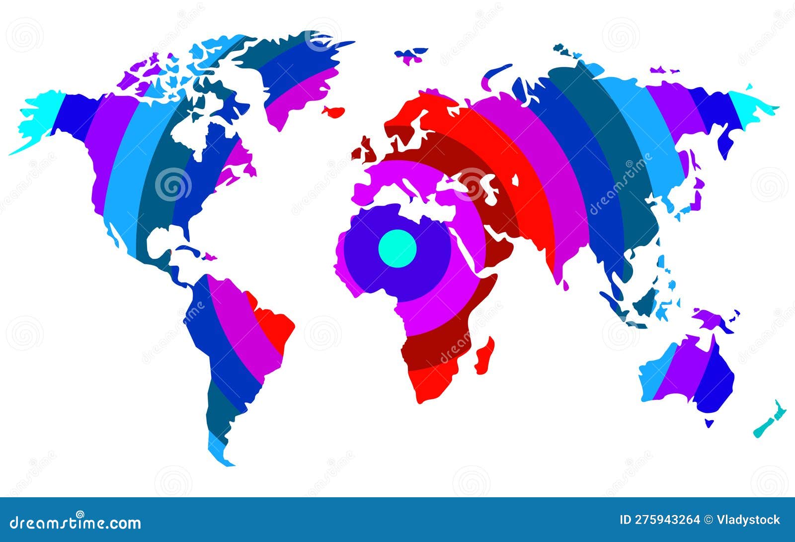 Abstract World Map of Colorful Radial Stripes Stock Vector ...