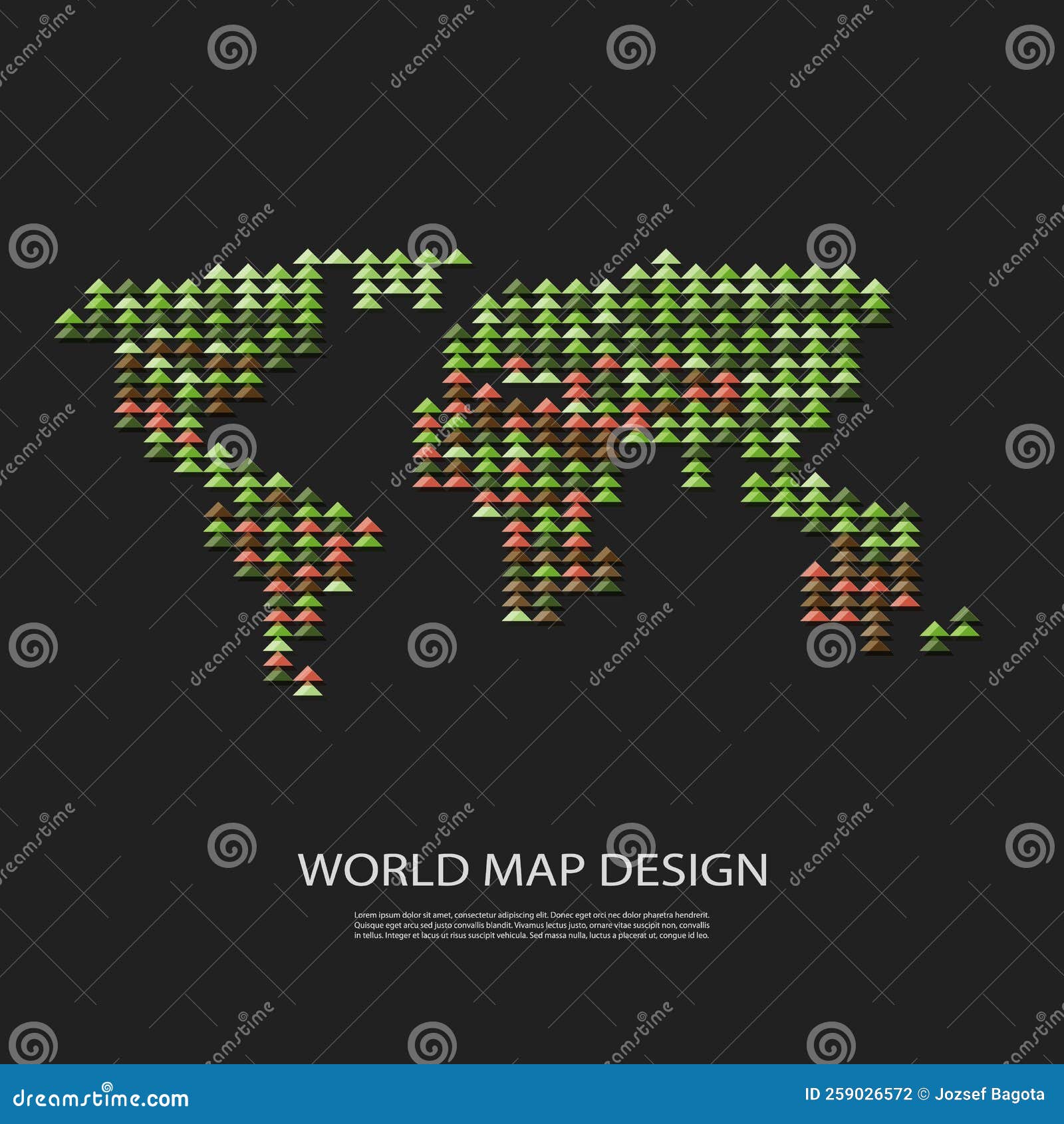 Abstract World Map with Colorful Triangles Pattern Stock Vector ...