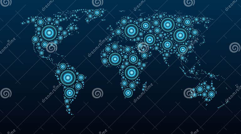 Abstract World Map from Concentric Circles Stock Vector - Illustration ...