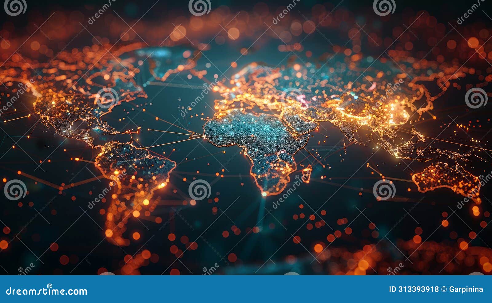 Abstract World Map, Concept of Global Network and Connectivity ...