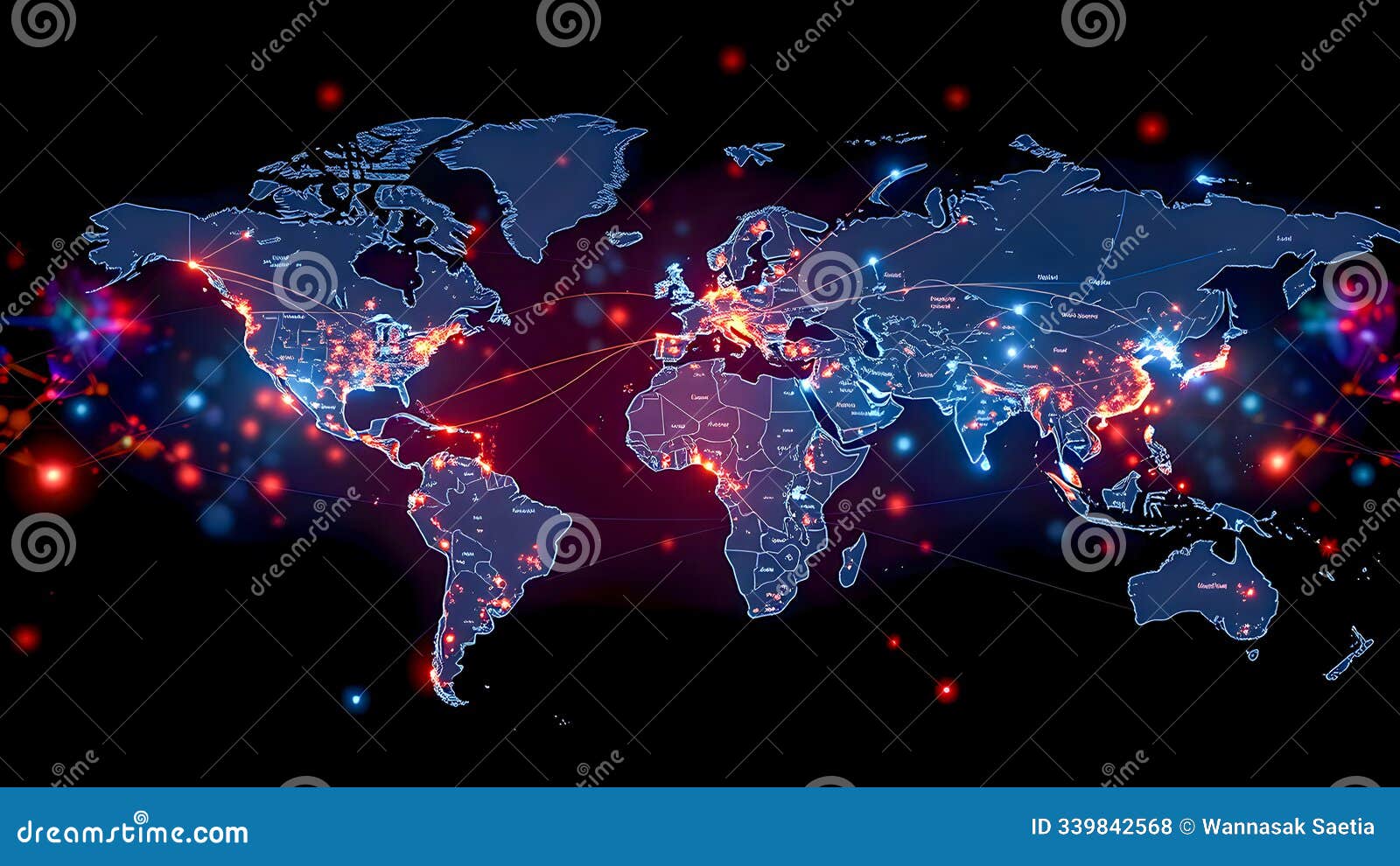 Abstract World Map on a Dark Background. the Concept of Globalization ...