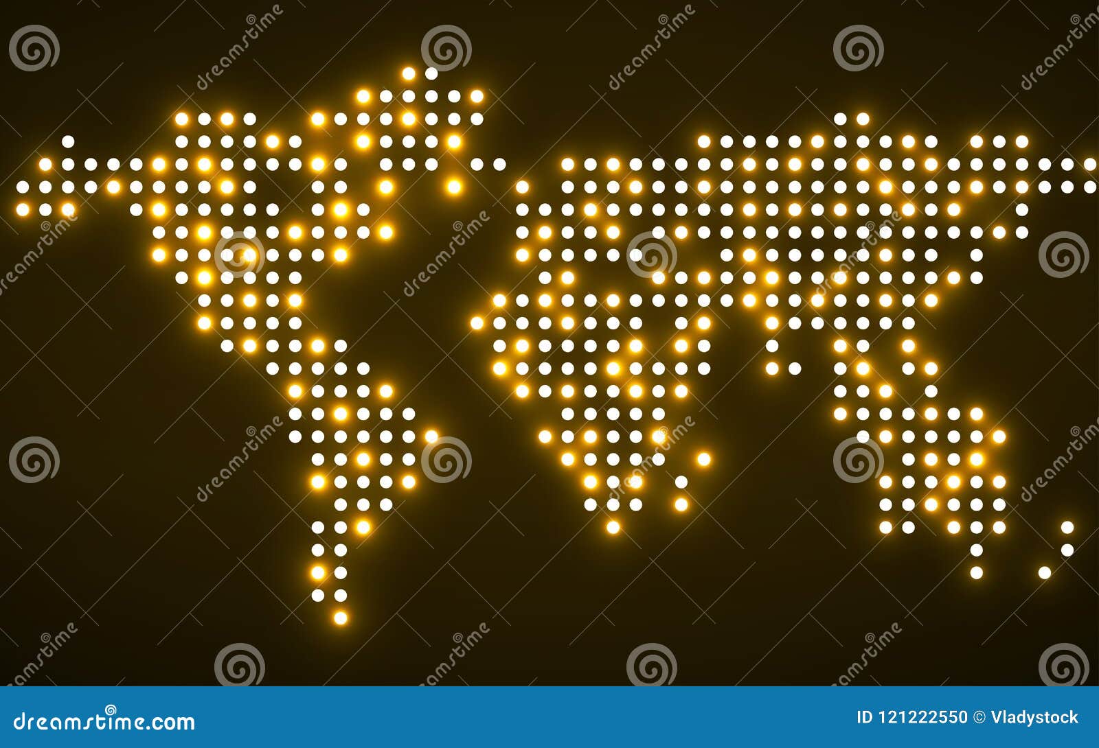 Abstract World Map with Glowing Dots Stock Vector - Illustration of ...