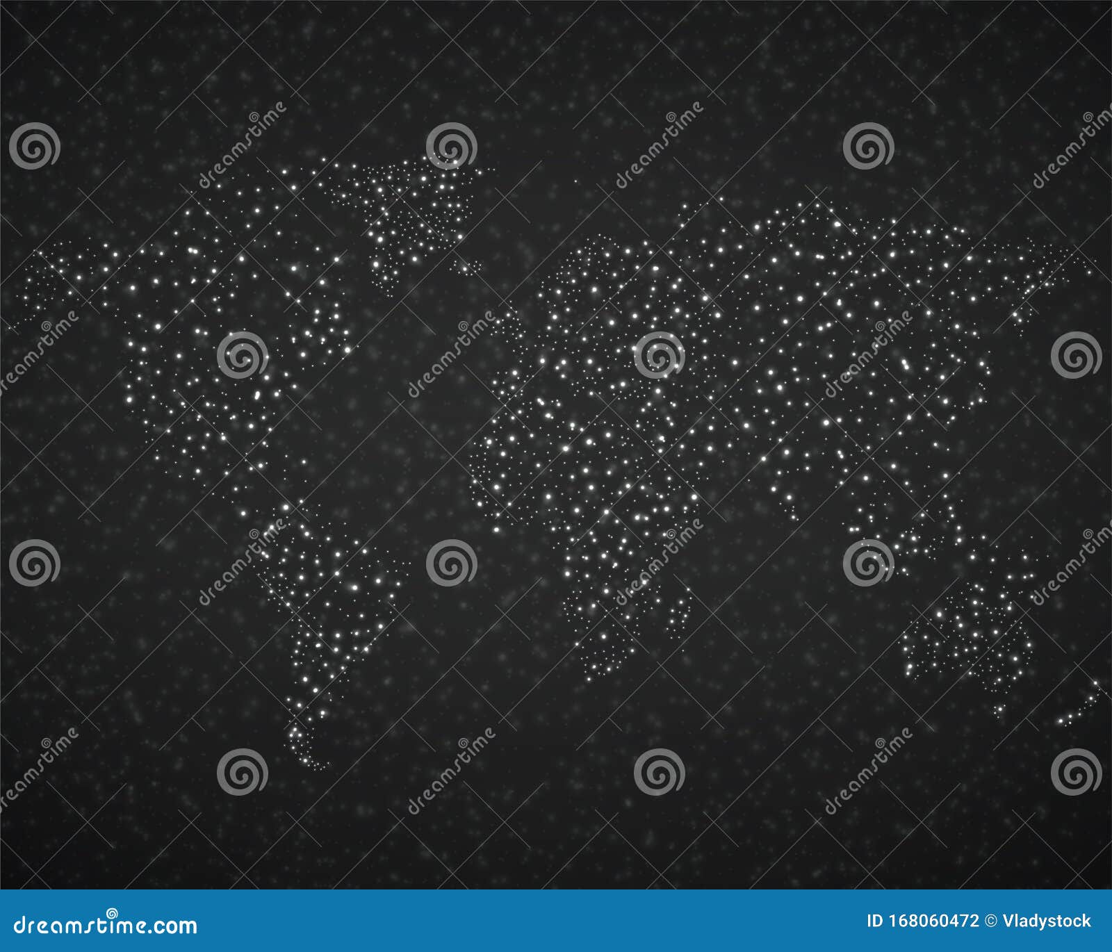 Abstract World Map with Glowing Particles, Technology Concept Stock ...