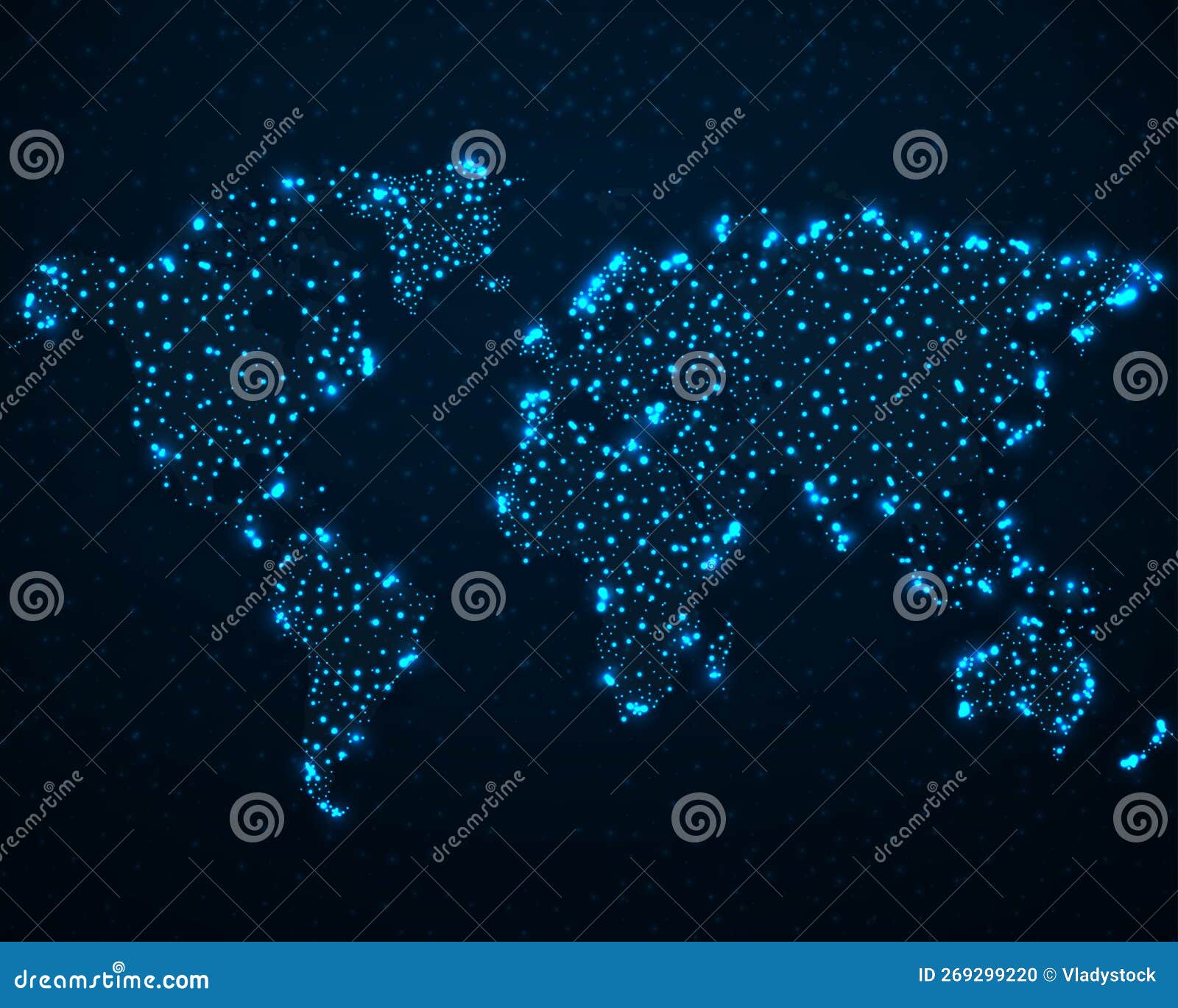 Abstract World Map with Glowing Particles, Technology Concept Stock ...