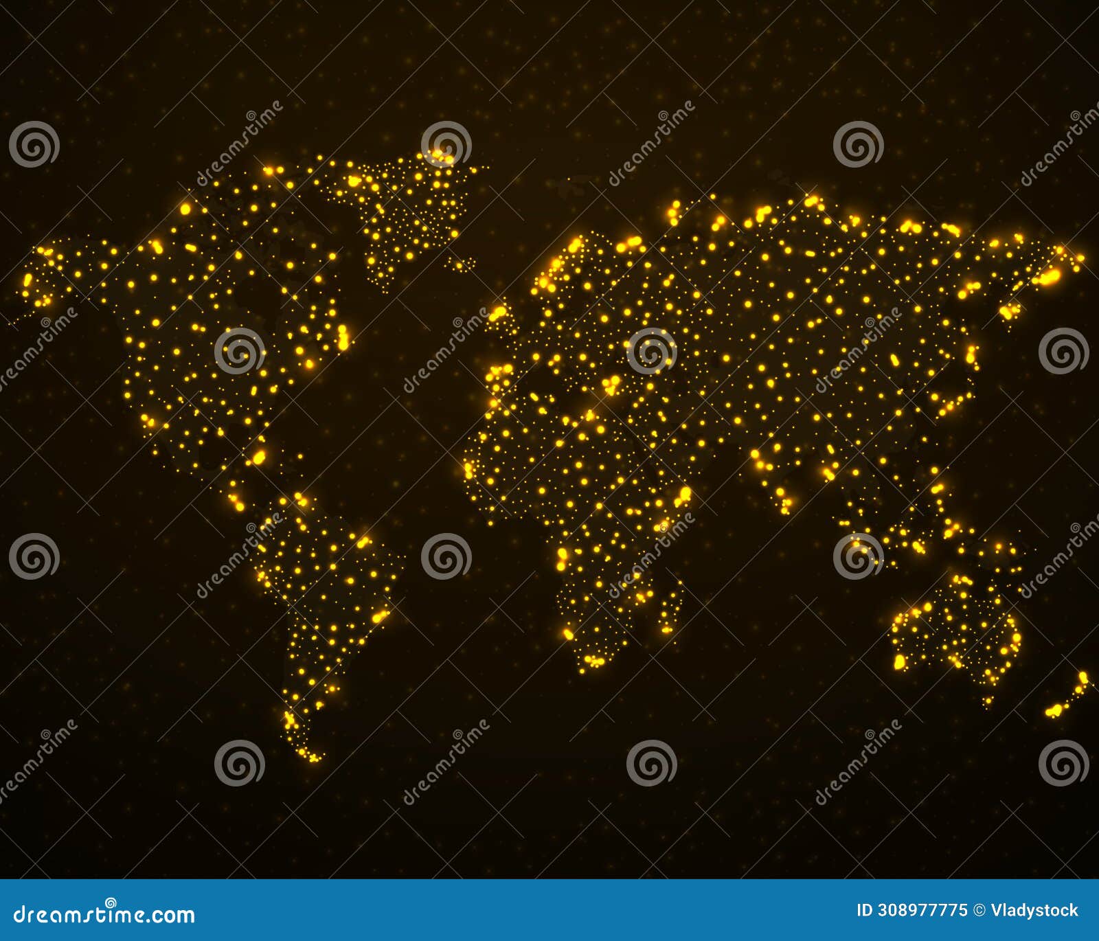 Abstract World Map with Glowing Particles, Technology Concept Stock ...