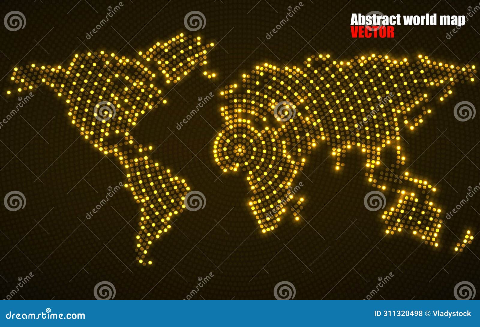 Abstract World Map with Glowing Radial Dots Stock Vector - Illustration ...