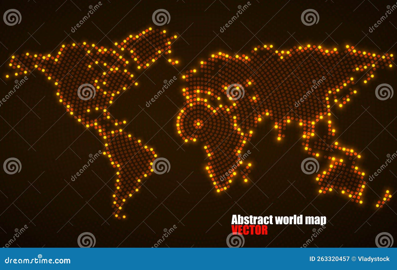 Abstract World Map with Glowing Radial Dots Stock Vector - Illustration of globalization, neon ...