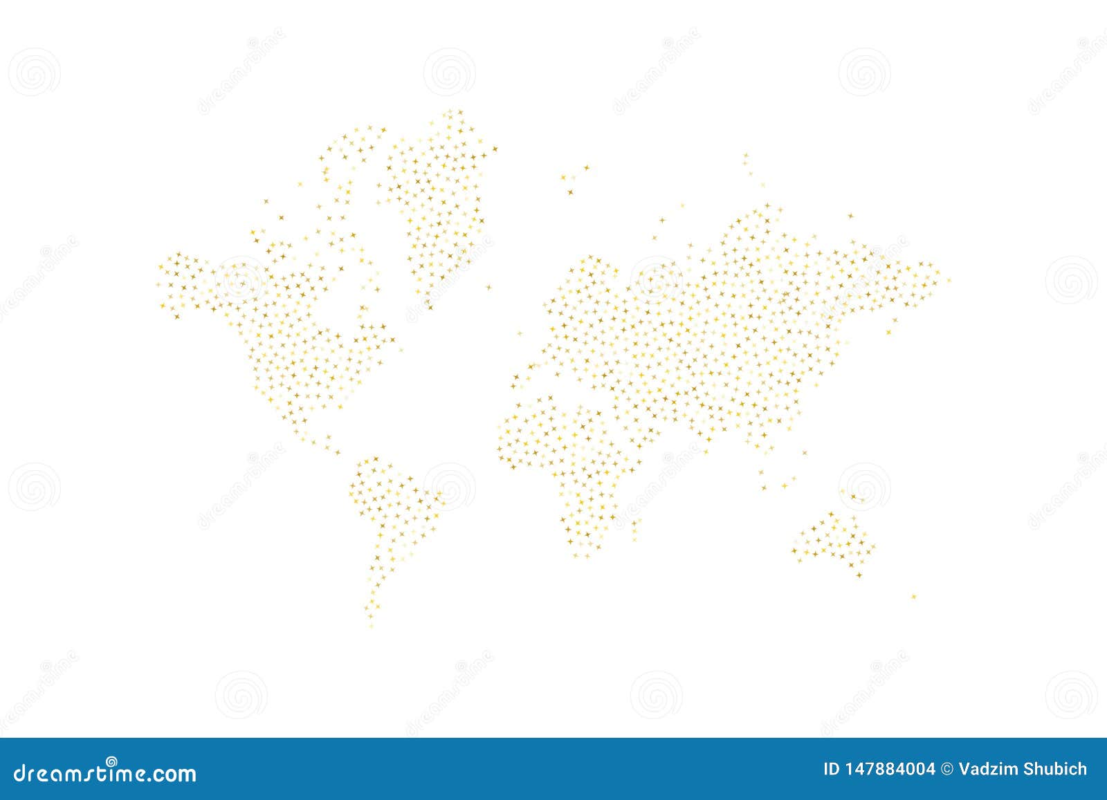 Abstract World Map with Gold Stars. Flat Vector Illustration EPS 10 ...