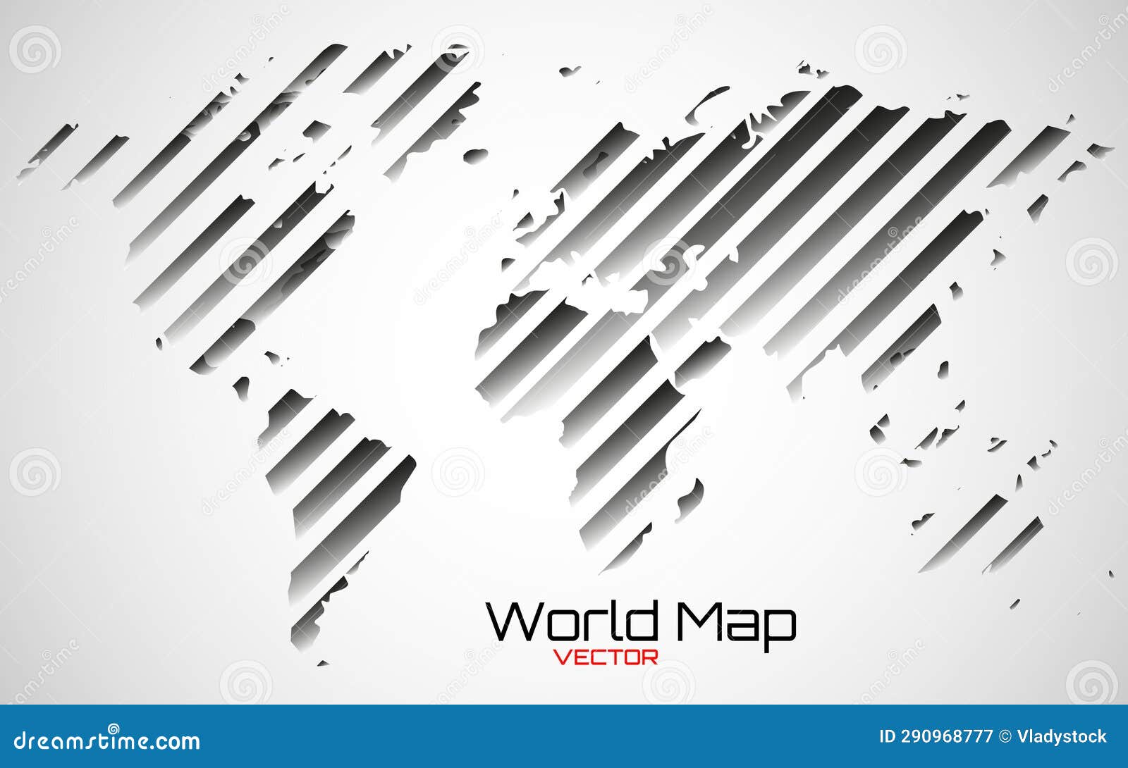 Abstract World Map with Gradients Lines. World Stripes Map Stock Vector ...