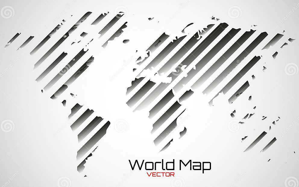 Abstract World Map with Gradients Lines. World Stripes Map Stock Vector ...